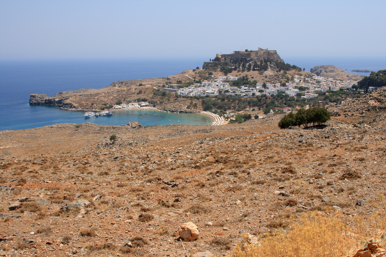 Visit Lindos Palace Beach on the Island of Rhodes
