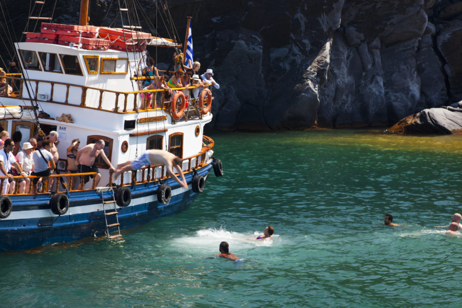 Take a Boat Trip to the Volcano Hot Springs on Santorini