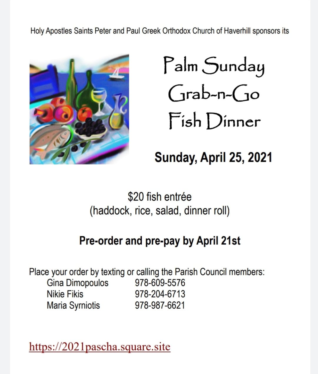 Palm Sunday Grab-N-Go Fish Dinner Event at Holy Apostles Greek Church ...